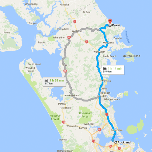 Location and Directions | Pākiri Beach Holiday Park