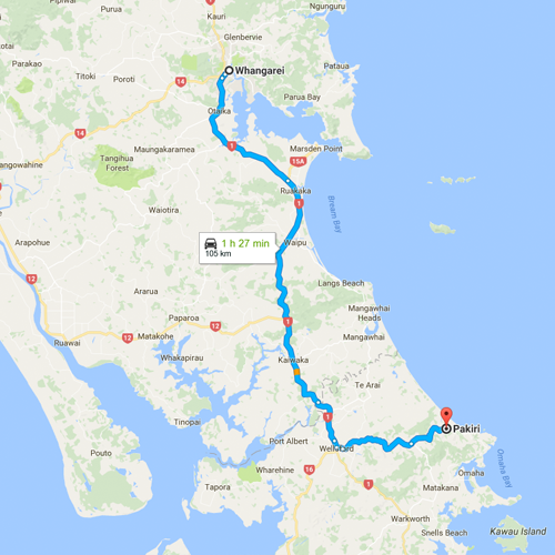 Location and Directions | Pākiri Beach Holiday Park